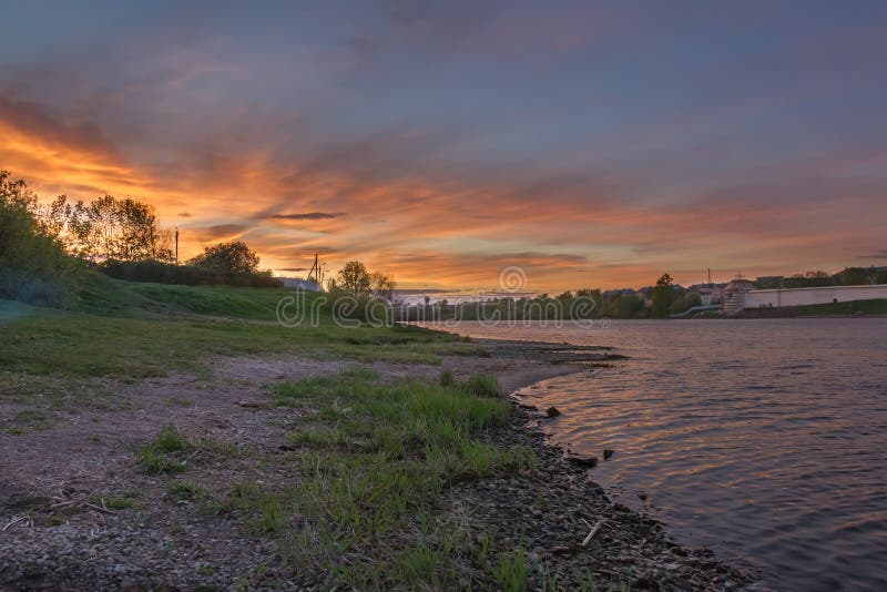 Beautiful Decline Over the River in Summer Day Stock Image - Image of ...