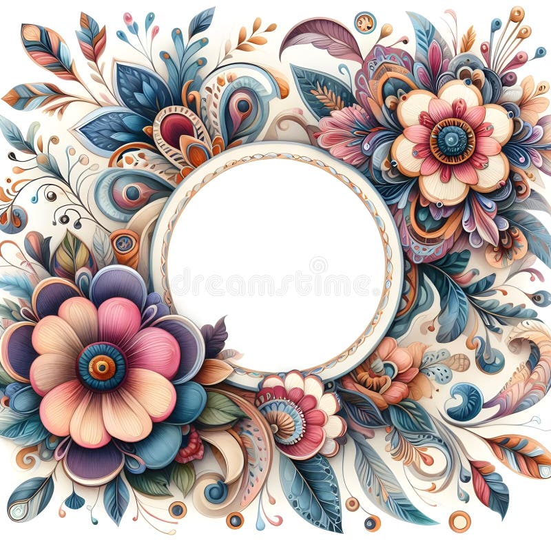 Beautiful Decorate Circle Shape Frame Stock Illustration - Illustration ...