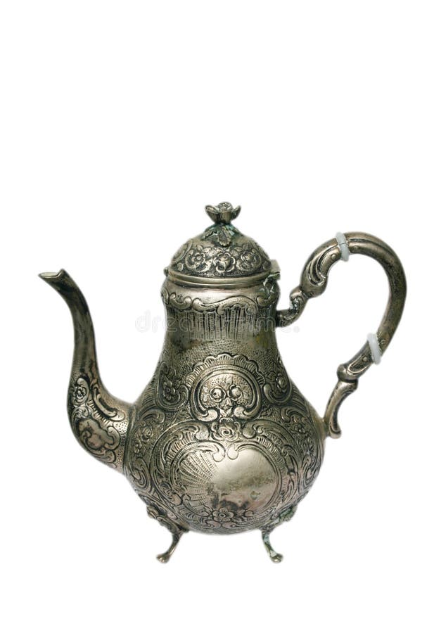 Antique silver pot stock photo. Image of metal, dish - 106855998