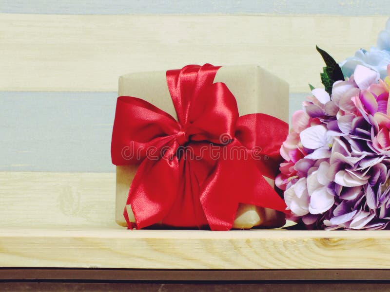 Beautiful Decorated Colorful Flower Bouquet and Gift Box Present Stock ...