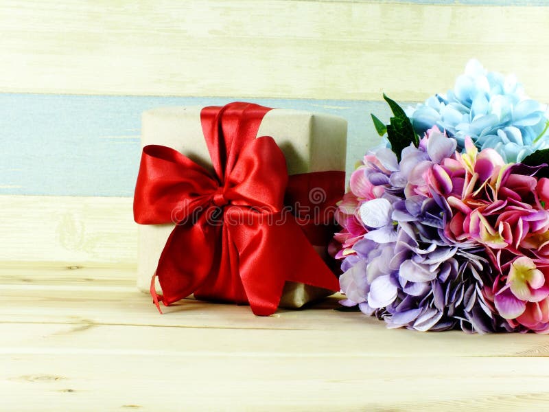 Beautiful Decorated Colorful Flower Bouquet and Gift Box Present Stock ...
