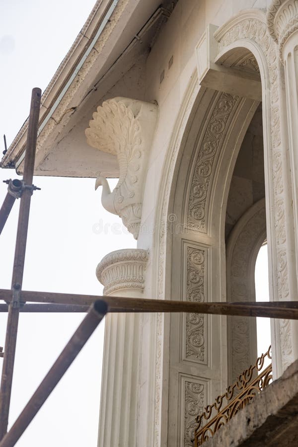 Decorated Columns and Arches in the Indian Temple Under Construction ...