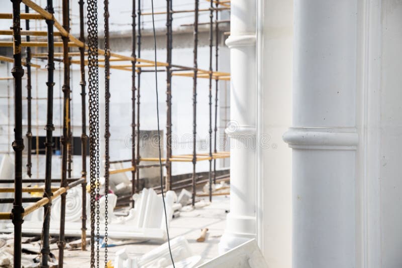Decorated Columns and Arches in the Indian Temple Under Construction ...