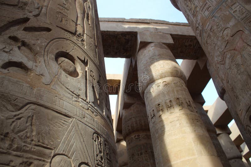 Beautiful Decorated Columns Inside Karnak Temple Stock Image - Image of ...