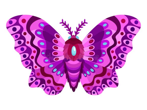 Beautiful Decorated Moth Vector Illustration. Flat Design. Stock ...