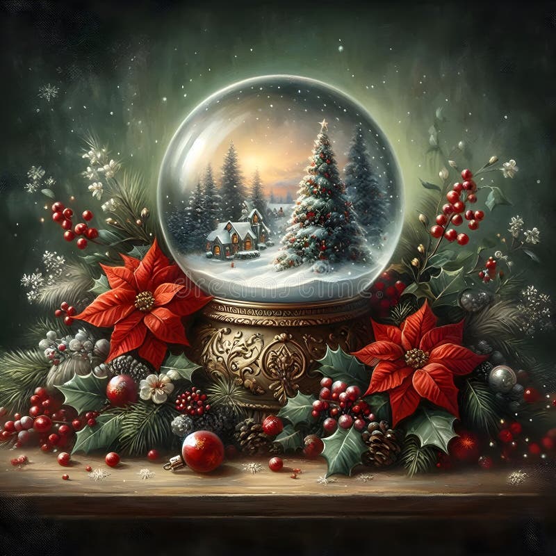 A Beautiful Decorated Snow Globe with a Beautiful Christmas Scene ...