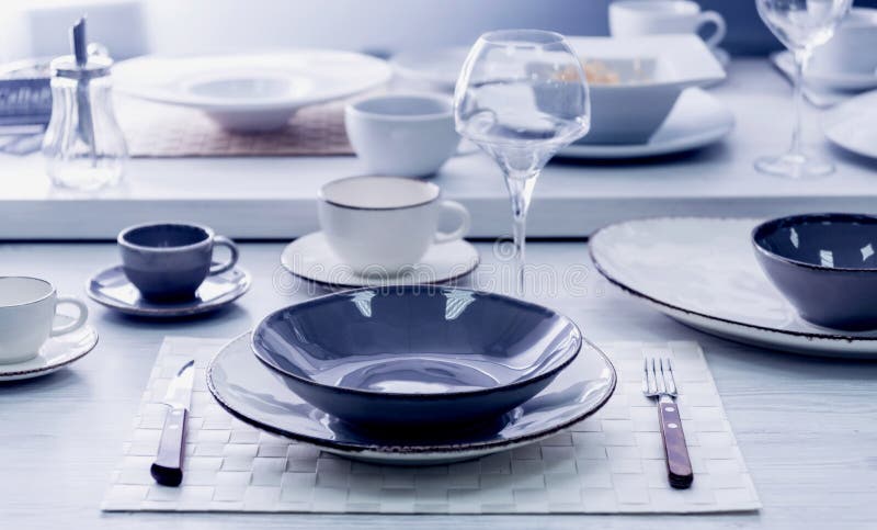 Beautiful Decorated Table at Restaurant. Light Background. Stock Photo ...