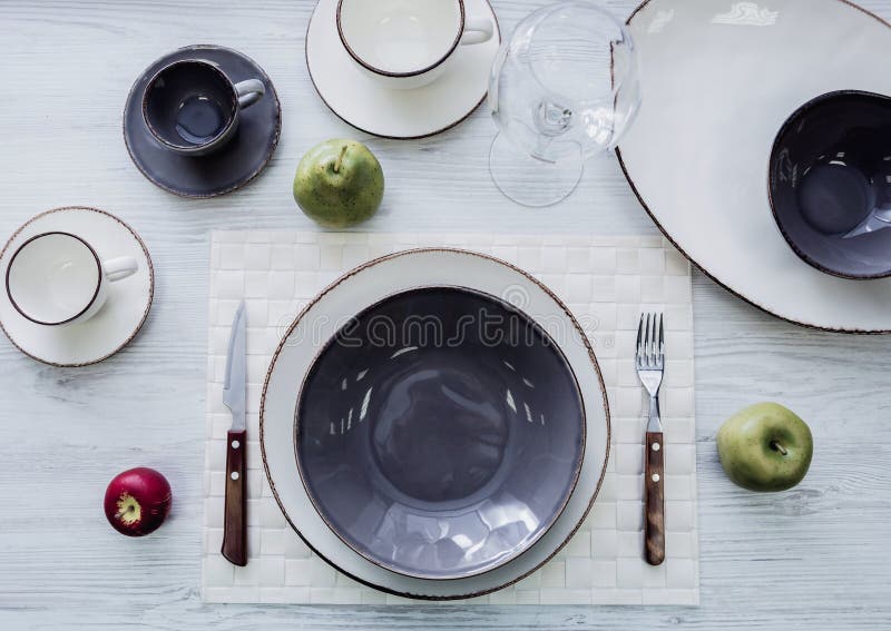 Beautiful Decorated Table at Restaurant. Light Background. Stock Photo ...