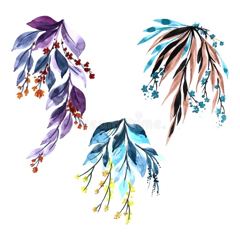 Beautiful Decorative Colorful Leaf Set Design Stock Illustration ...