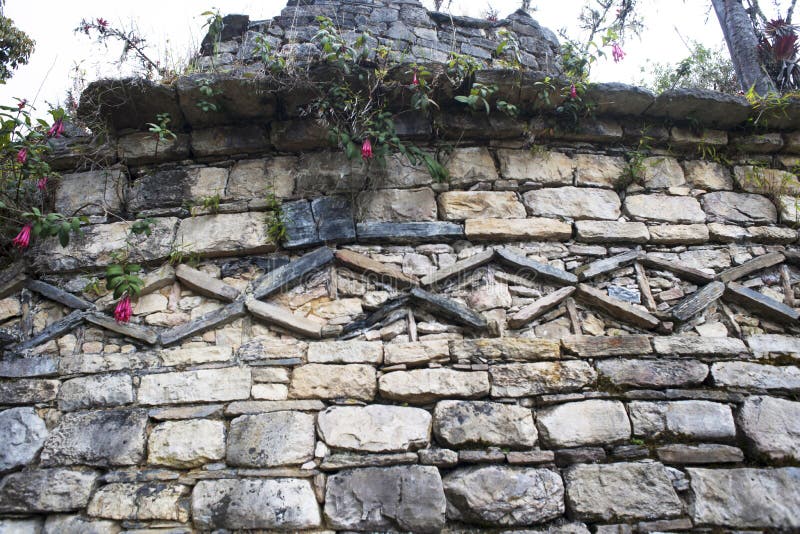 Beautiful Decorative Designs on the Stone Walls in the Ruins of Kuelap ...