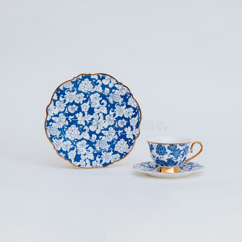 Beautiful Decorative Dish, Coffee Cup and Plate on a White Background ...