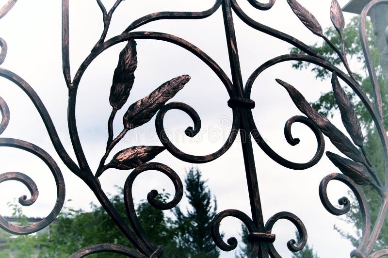 Beautiful Decorative Elements of Wrought Iron Gates Stock Photo - Image ...