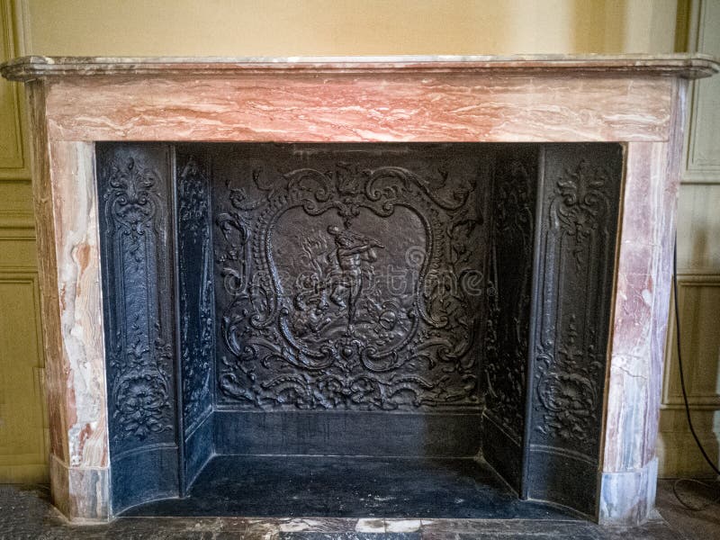 Marble chimney stock photo. Image of iron, relief, carving - 264724916