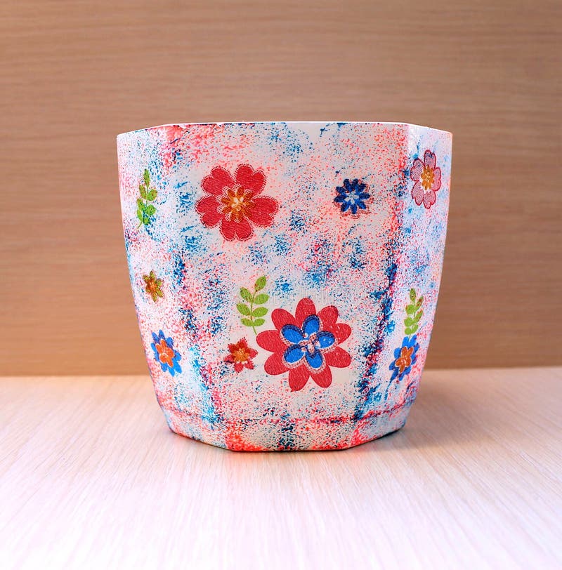 Beautiful Decorative Flowerpot Handmade Stock Photo - Image of print ...