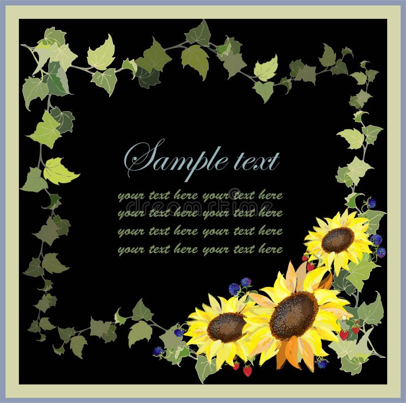 Beautiful Decorative Framework with a Sunflower an Stock Vector ...
