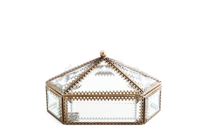 Beautiful Decorative Glass Box Isolated on White Background with ...