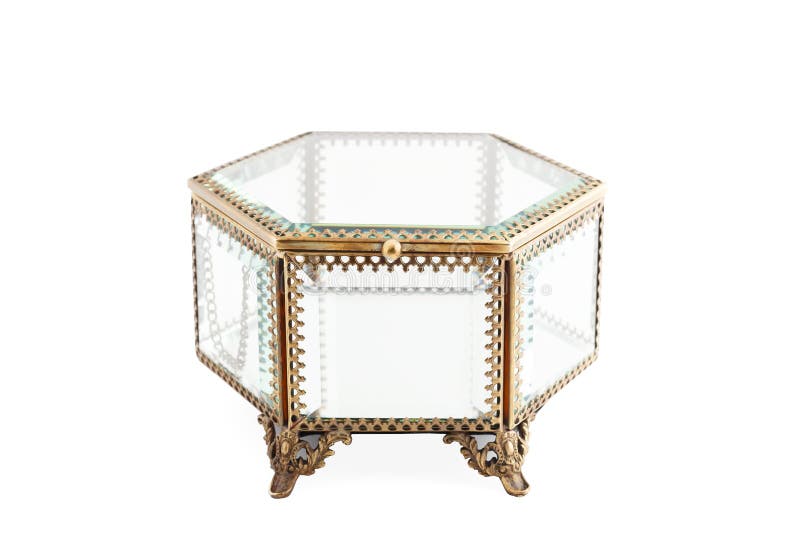 Beautiful Decorative Glass Box Isolated on White Background Stock Image ...