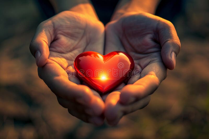 Beautiful Decorative Heart in Strong Human Hands Stock Illustration ...