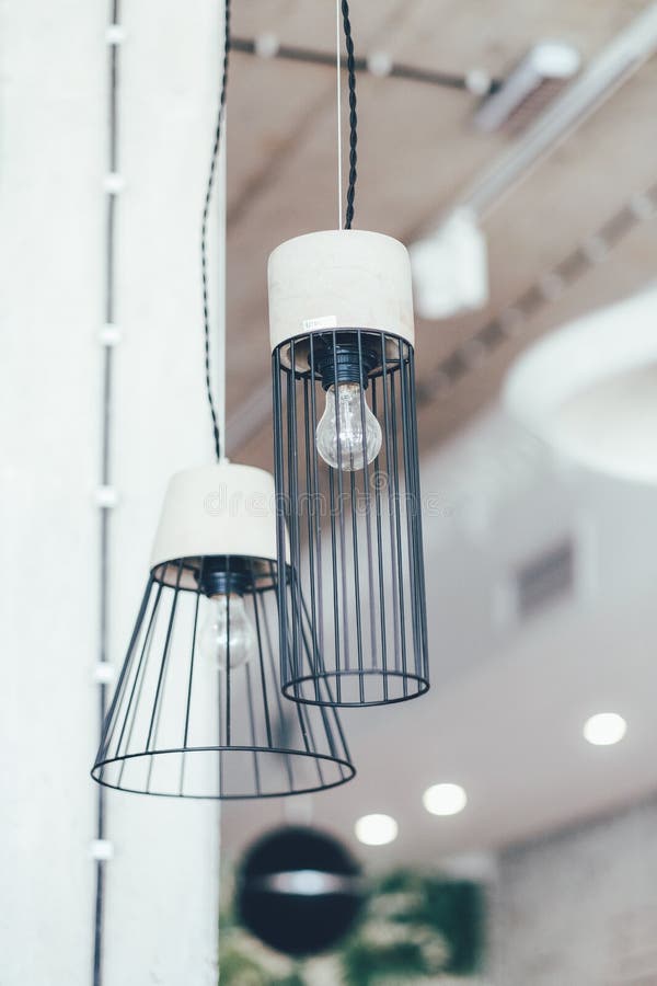 Beautiful Decorative Light Bulb Hanging from the Sealing Stock Image ...