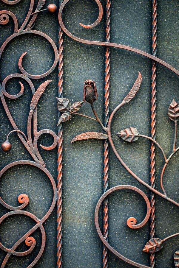 Beautiful Decorative Metal Elements Forged Wrought Iron Gates Stock ...