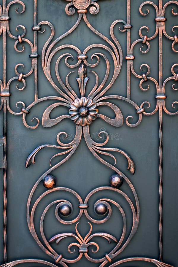 Beautiful Decorative Metal Elements Forged Wrought Iron Gates Stock ...