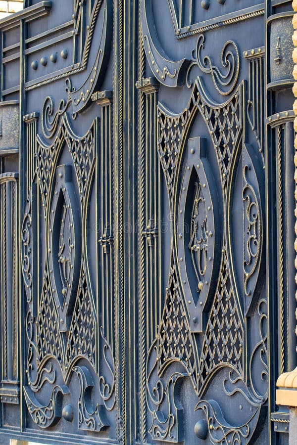 Beautiful Decorative Metal Elements Forged Wrought Iron Gates Stock ...