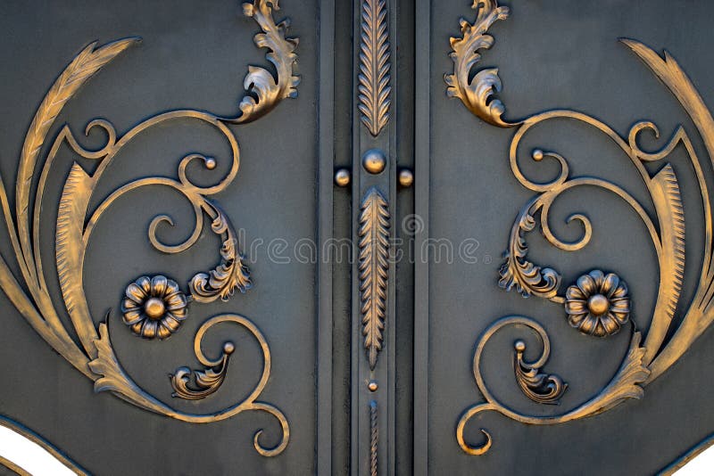 Beautiful Decorative Metal Elements Forged Wrought Iron Gates Stock ...