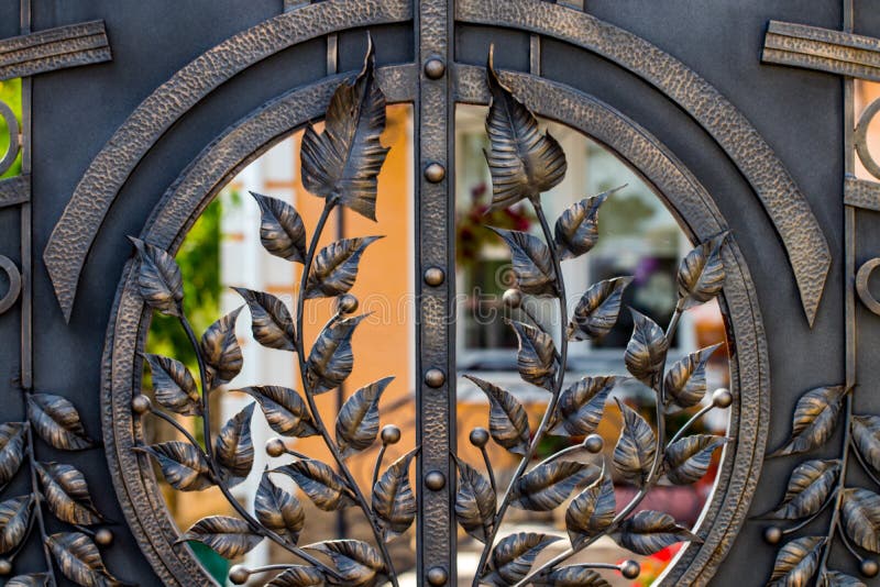 Beautiful Decorative Metal Elements Forged Wrought Iron Gates Stock ...