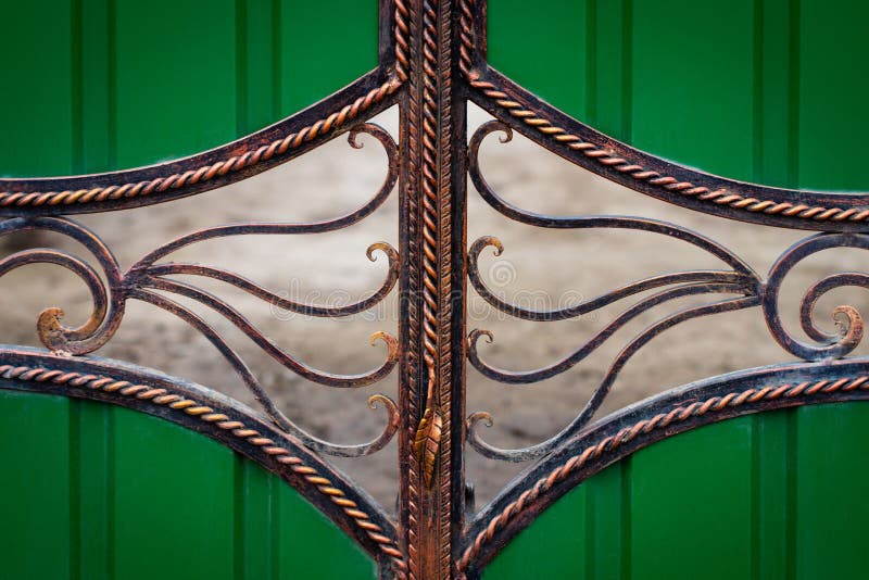 Beautiful Decorative Metal Elements Forged Wrought Iron Gates Stock ...