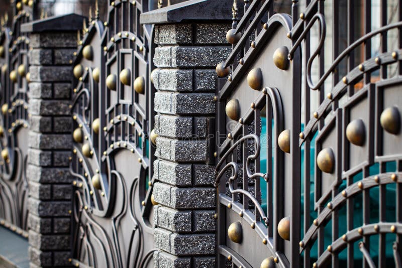 Beautiful Decorative Metal Elements Forged Wrought Iron Gates Stock ...