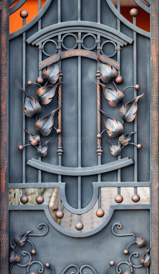 Beautiful Decorative Metal Elements Forged Wrought Iron Gates Stock ...