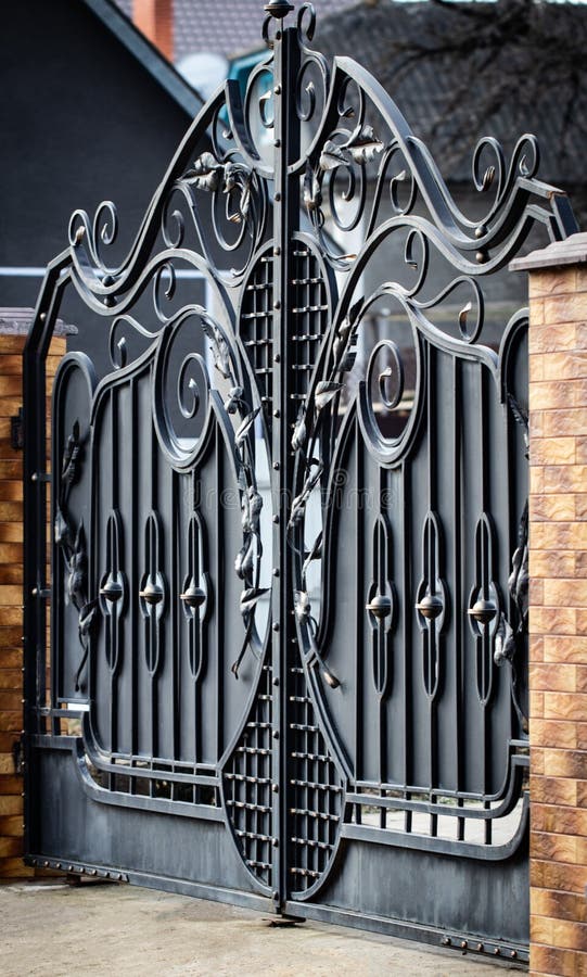 Beautiful Decorative Metal Elements Forged Wrought Iron Gates Stock ...