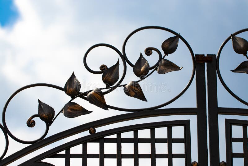 Beautiful Decorative Metal Elements Forged Wrought Iron Gates Stock ...