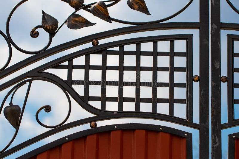 Beautiful Decorative Metal Elements Forged Wrought Iron Gates Stock ...