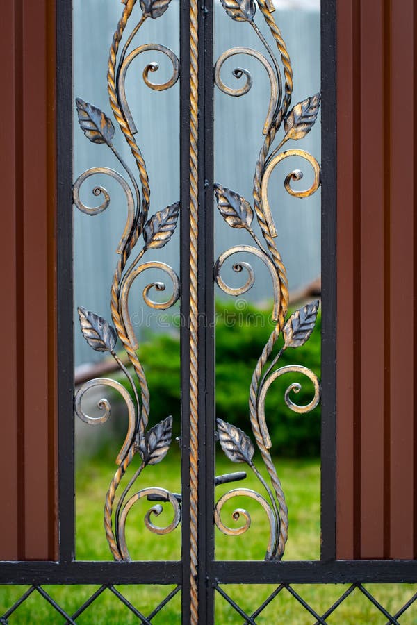 Beautiful Decorative Metal Elements Forged Wrought Iron Gates Stock ...