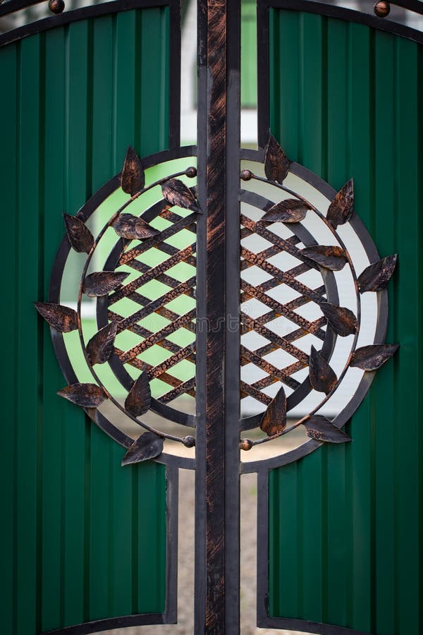 Beautiful Decorative Metal Elements Forged Wrought Iron Gates Stock ...