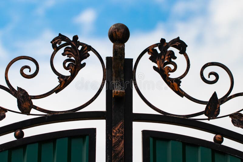 Beautiful Decorative Metal Elements Forged Wrought Iron Gates Stock ...