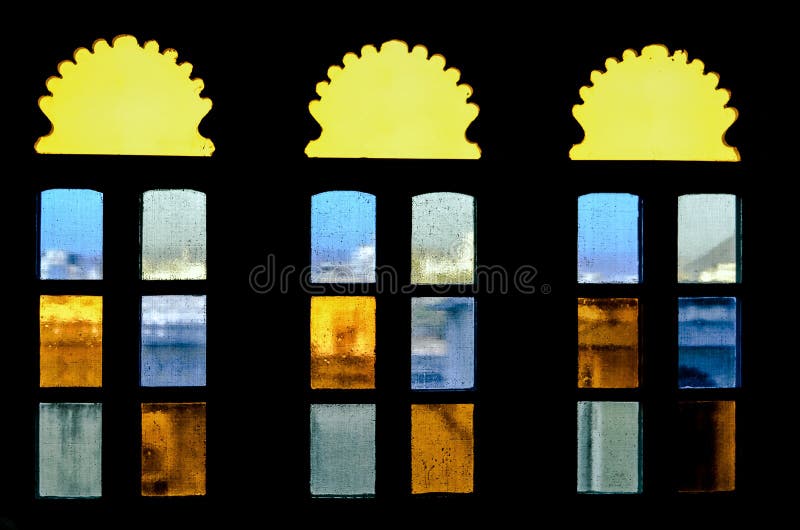 Beautiful Decorative Multi-colored Windows in Black Stock Image - Image ...