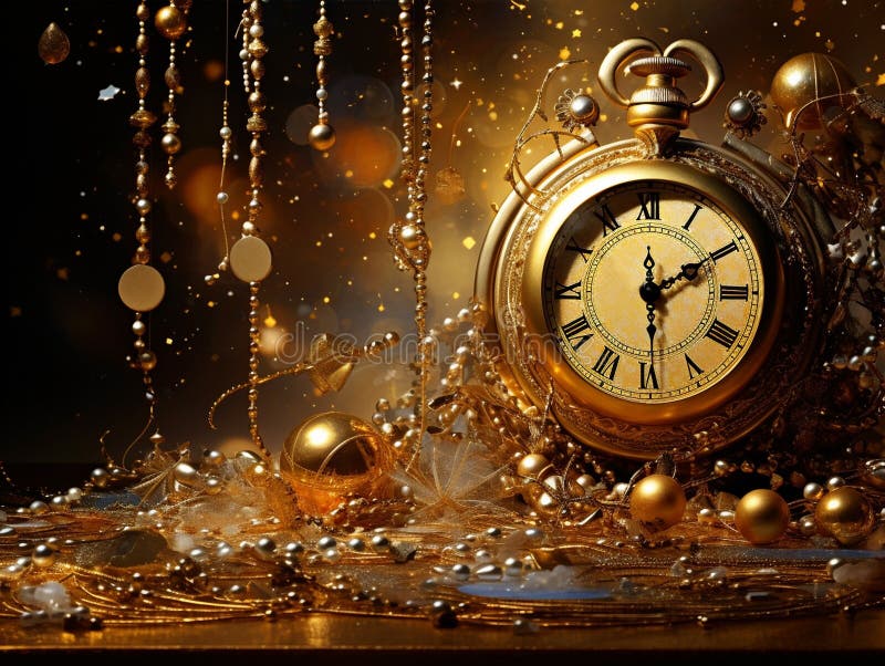 Beautiful Decorative Round Gold Table Clock with Christmas Design and ...