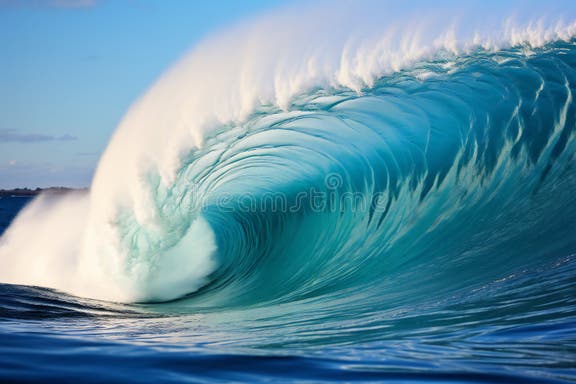 Beautiful Deep Blue Tube Wave in the Ocean Stock Image - Image of water ...
