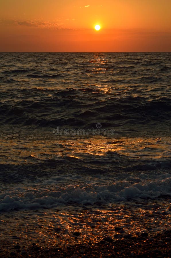 Beautiful Deep Red Sunset Over the Sea Stock Image - Image of sundown ...