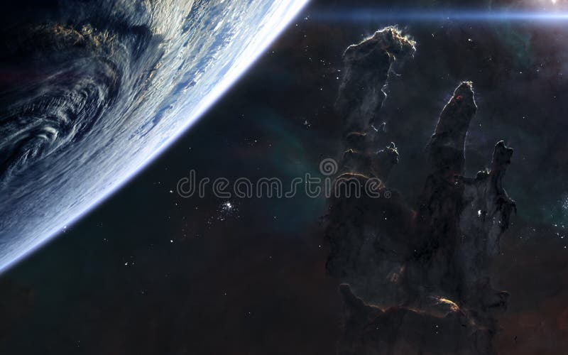 Beautiful Deep Space. Planet, Pillars of Creation Stock Photo - Image ...