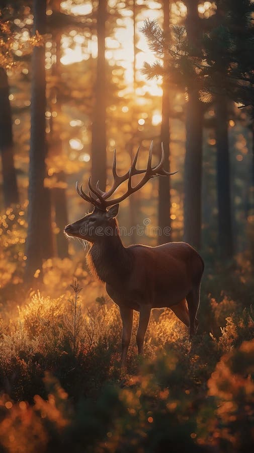 Beautiful Deer in the Forest at Sunrise in the Summer. Deer at the ...