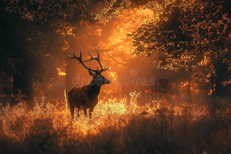 Beautiful Deer in the Forest at Sunrise in the Summer. Deer at the ...