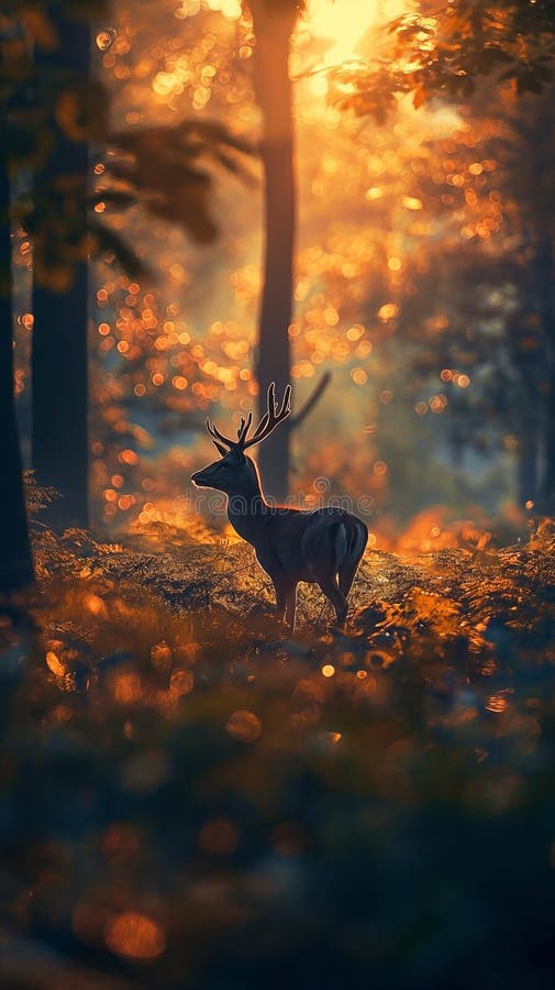 Beautiful Deer in the Forest at Sunrise in the Summer. Deer at the ...