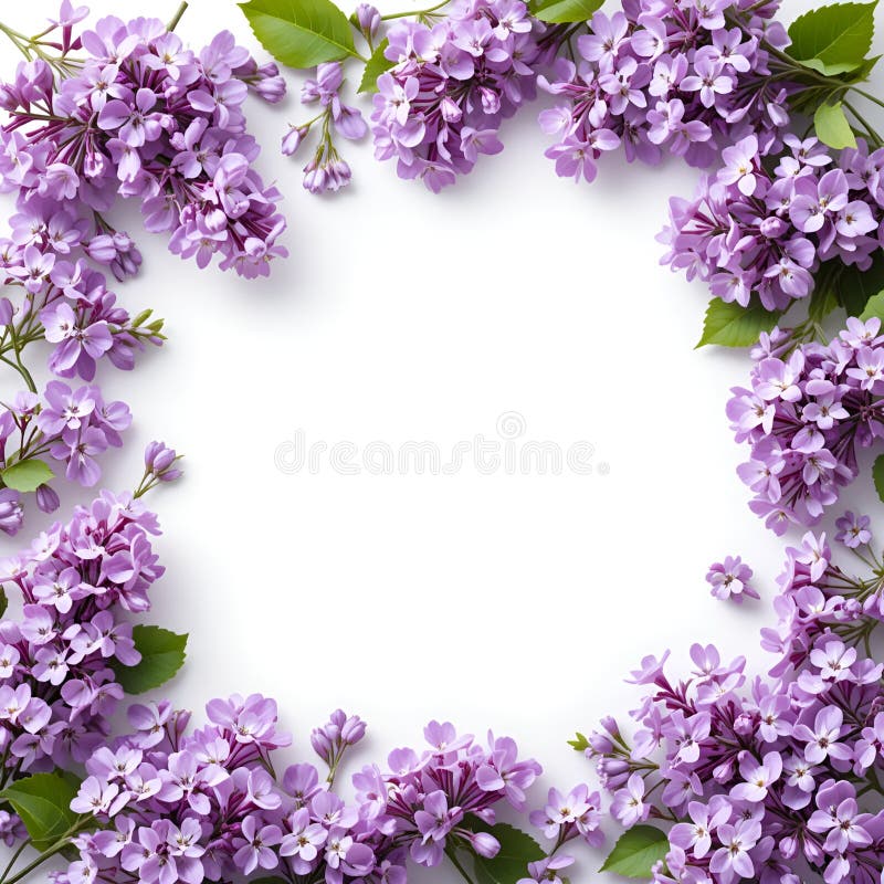 A Beautiful, Delicate Bouquet of Lilac Flowers Arranged in a Border ...