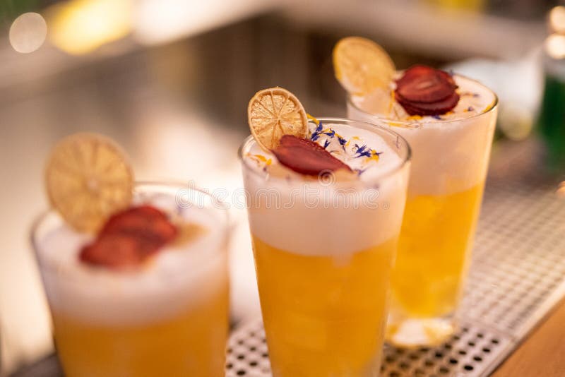 Beautiful and Delicious Alcoholic Cocktails Prepared at the Bar by the ...
