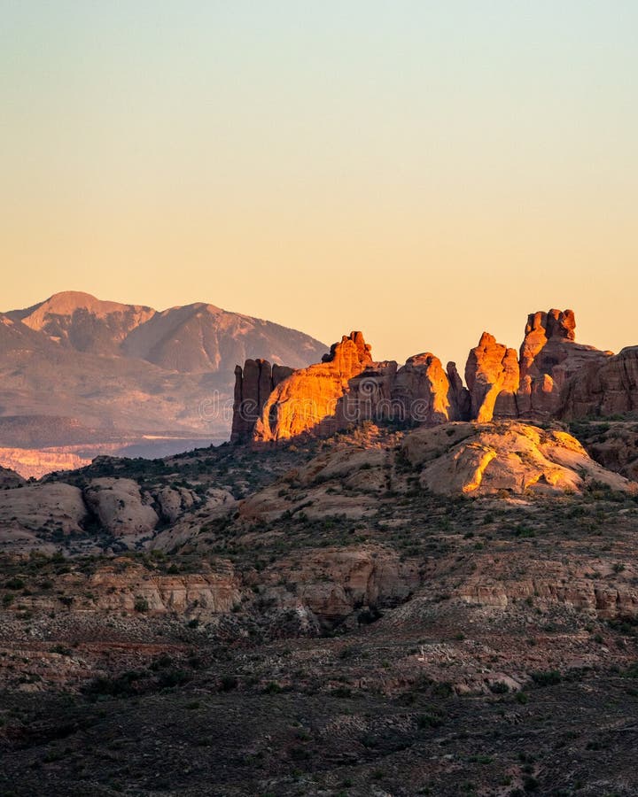Beautiful Desert Landscape during the Colorful Sunset Stock Photo ...