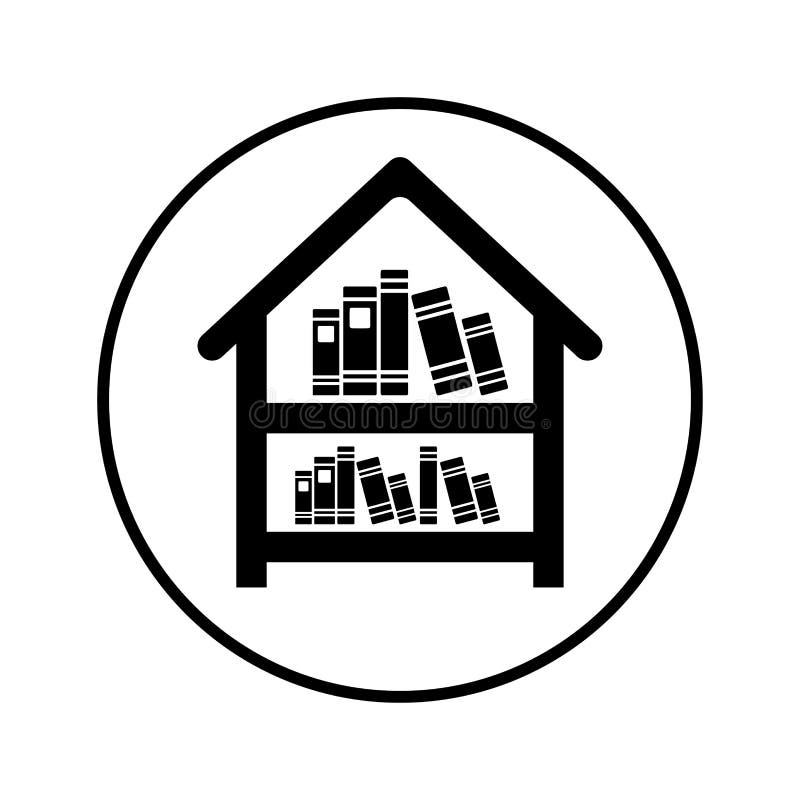 Library Icon Black Color, Bookshelf, Storage, Documents Stock Vector ...