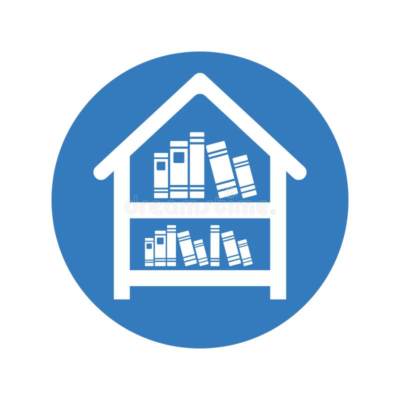 Library Icon, Blue Version, Bookshelf, Storage, Documents Stock ...
